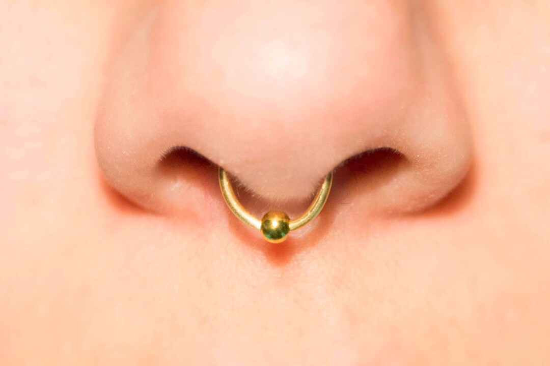 Fake Septum Ring gold With 1 Ball 18 Gauge, Septum Cuff NO PIERCING ...