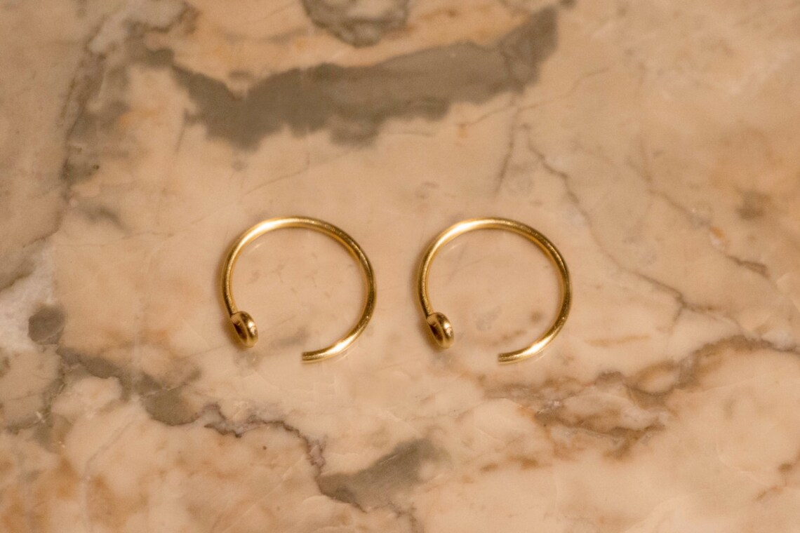14k Gold Fake Piercing Stackable Earrings Double Conch Hoop | Etsy