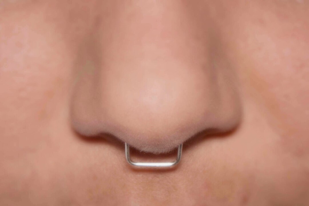 Sterling Silver Square Septum Nose Ring Cuff © fake Nose Ring No ...