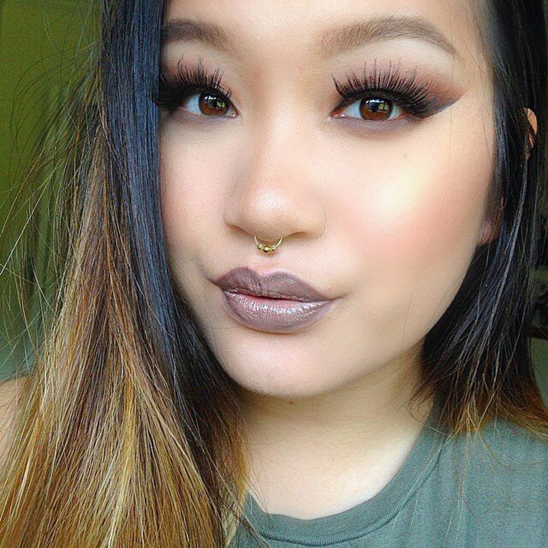 Fake Septum Ring With 3 Balls (1lg, 2 Sm) NO PIERCING Septum Cuff, Gold ...