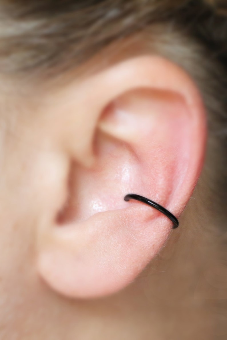 Extra Thick Conch Hoop NO PIERCING black 16 Gauge Ear Cuff - Etsy