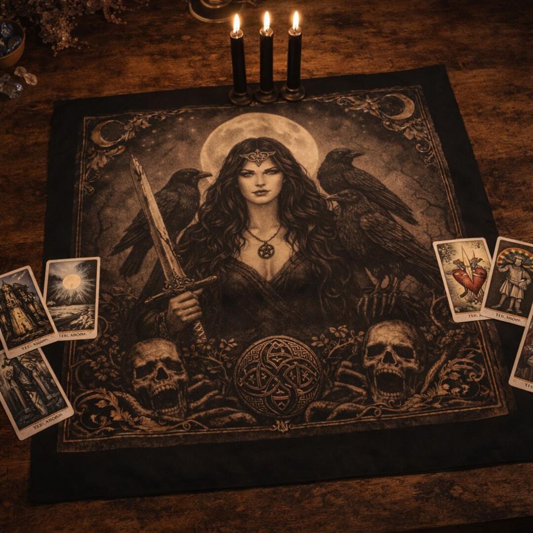 The Morrígan Altar Cloth, Celtic War Goddess Tapestry, Raven Goddess ...