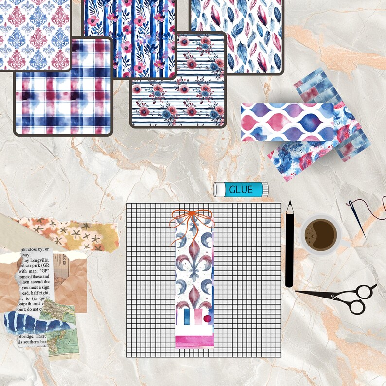 Blue & Red Wine Seamless Square Printable Paper, Volume 2 (digital ...