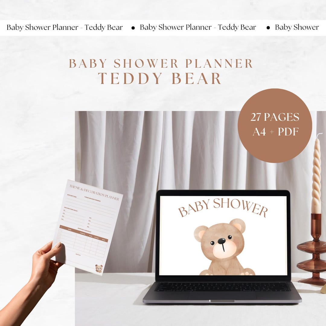 Teddy Bear Baby Shower Planner – 27-page Digital Printable Checklist ...