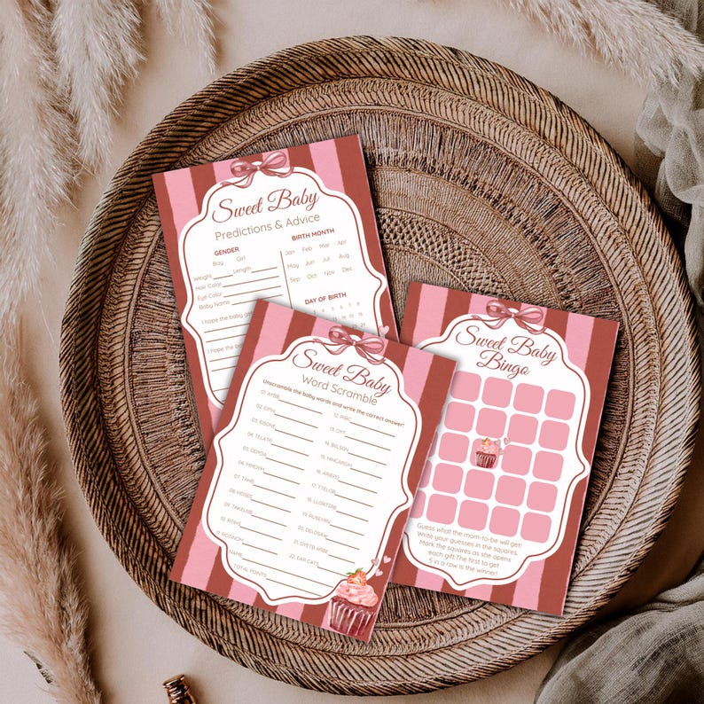 Baby Shower Games Mini Bundle Printable, Strawberry Cupcake Girl Theme ...