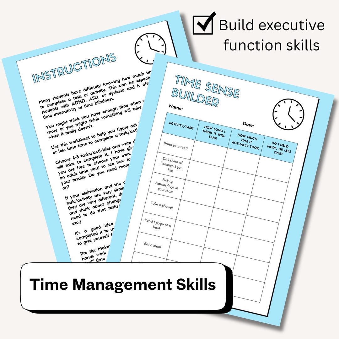 Task Time Estimation Worksheet | Time Management Executive Function ...