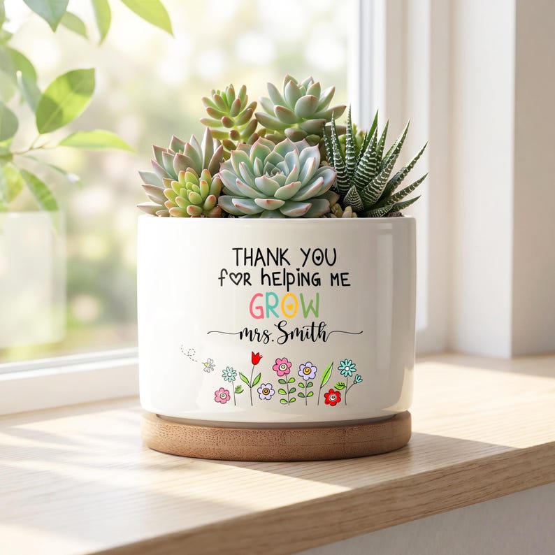 Teacher Appreciation Succulent Planter, Thank You Teacher Gift, End of ...