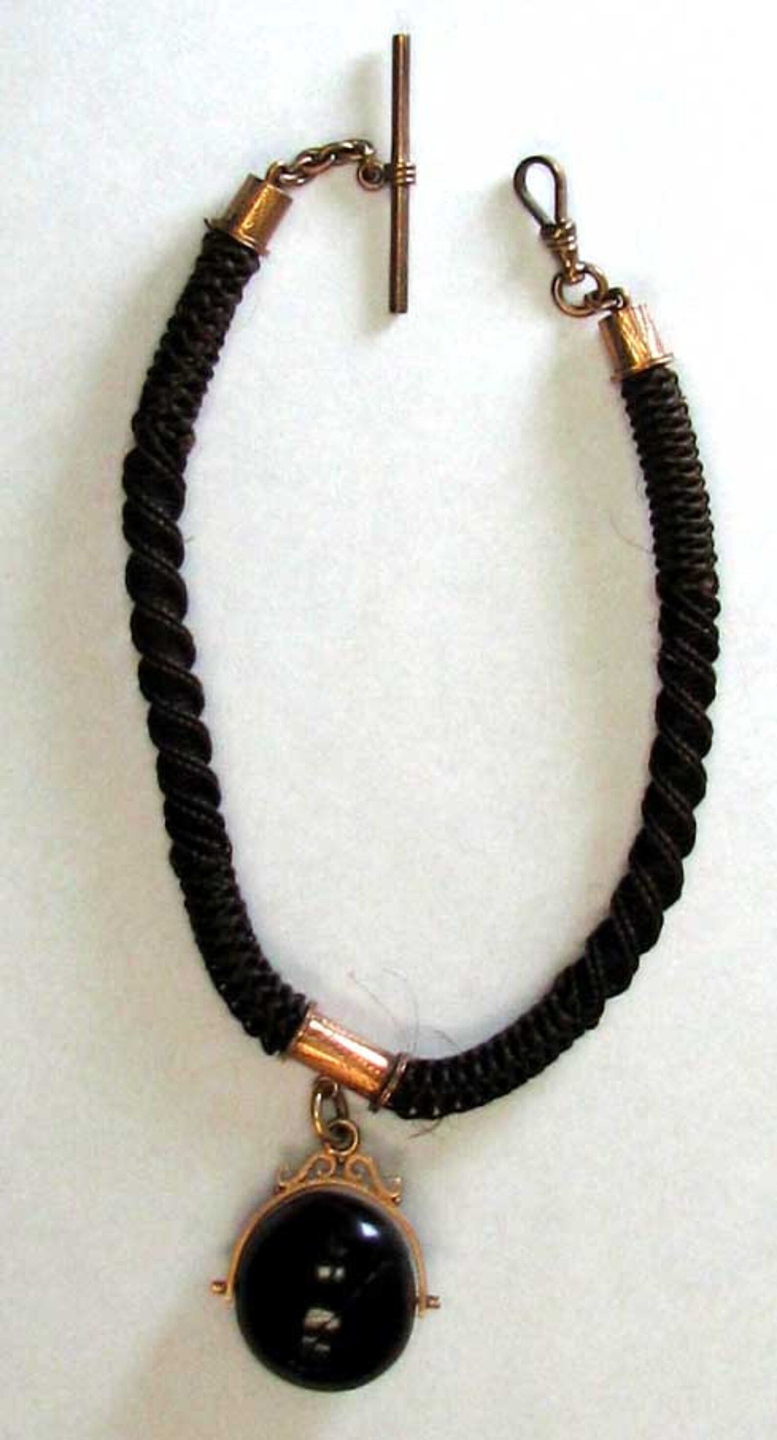 Vintage Victorian Chestnut Brown Hair Watch Chain With Tagua | Etsy