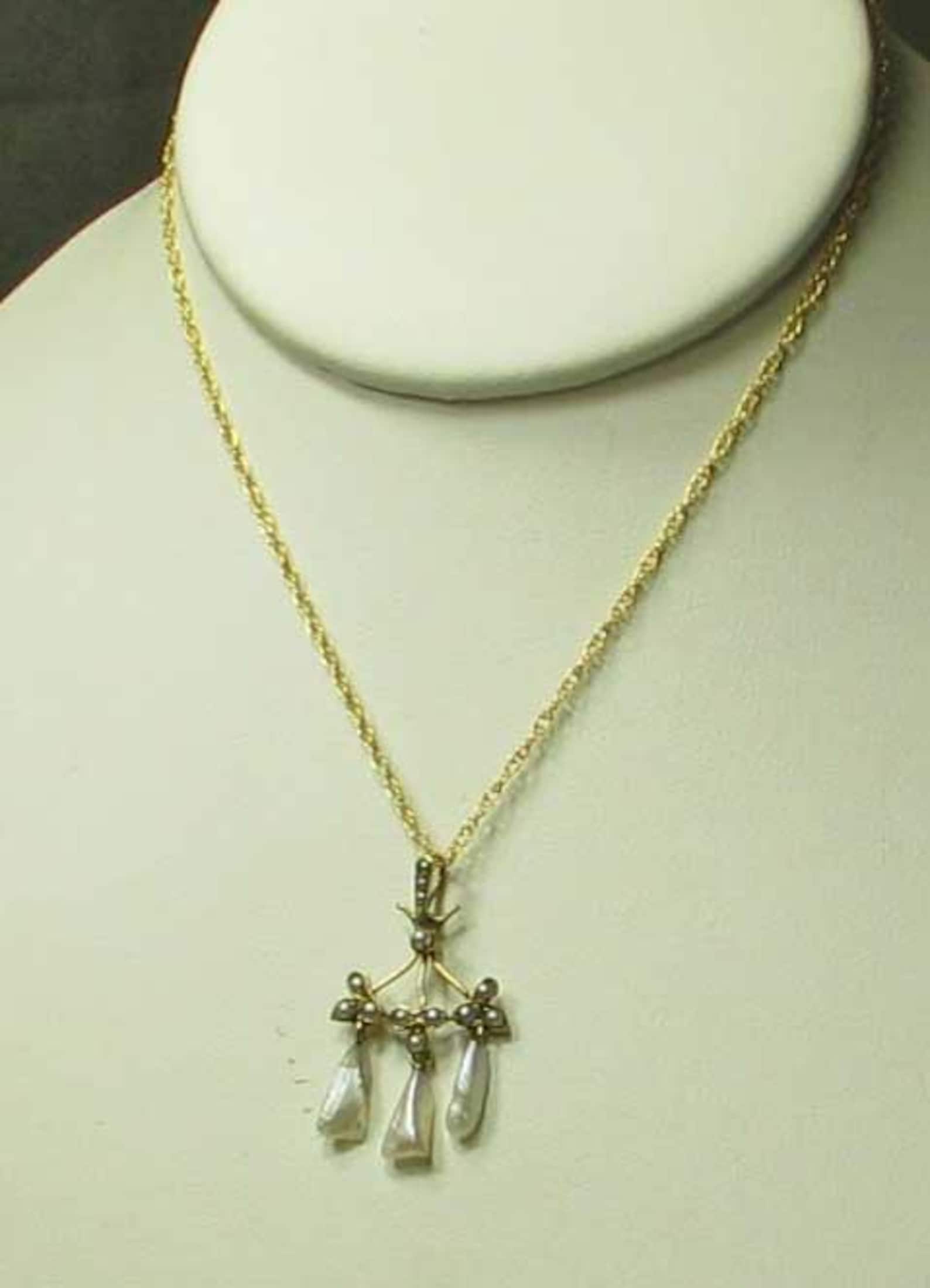 Vintage Edwardian Natural Pearl Lavalier Pendant - Etsy