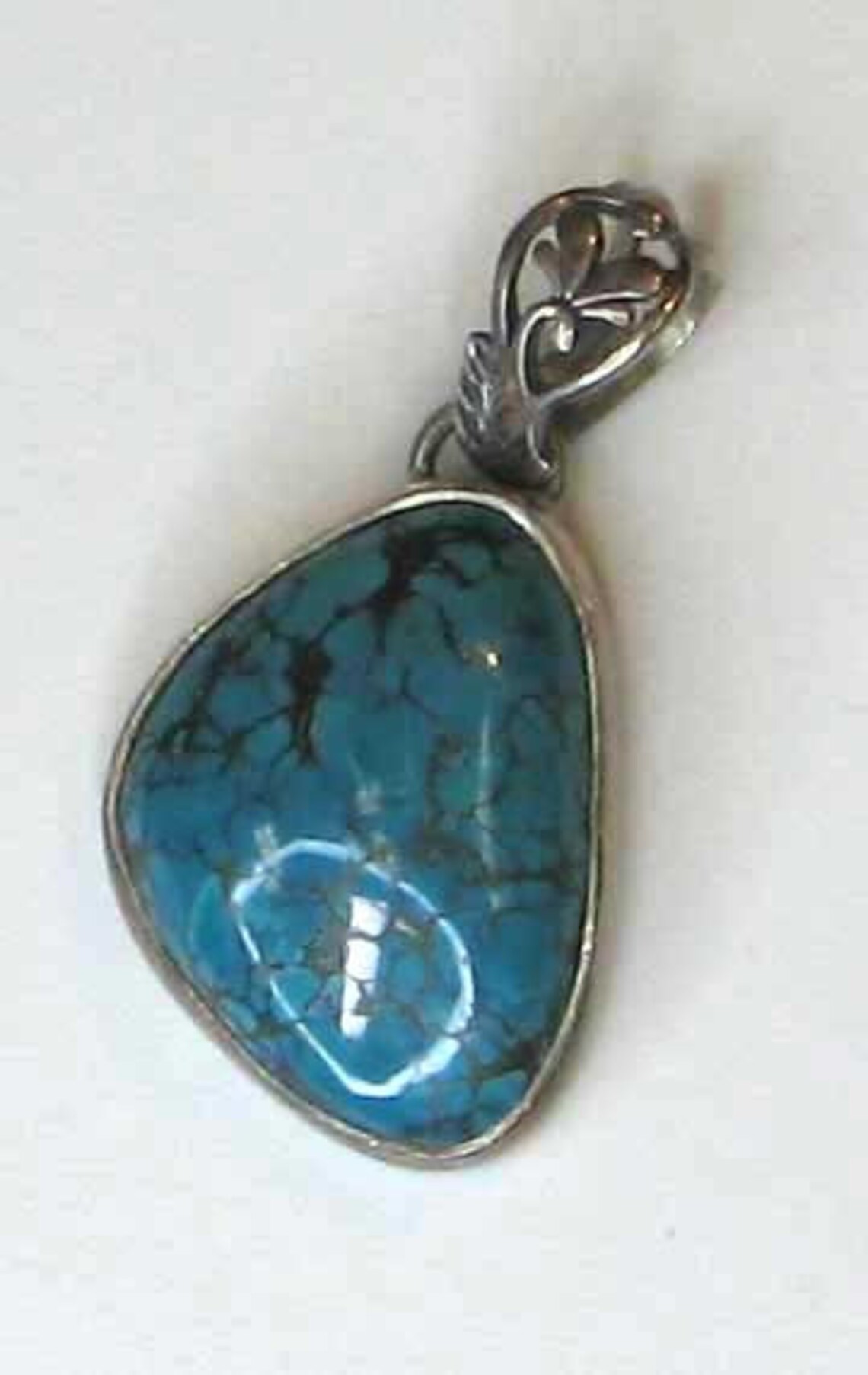 Sterling Silver Greenish Blue Turquoise with Matrix Pendant | Etsy