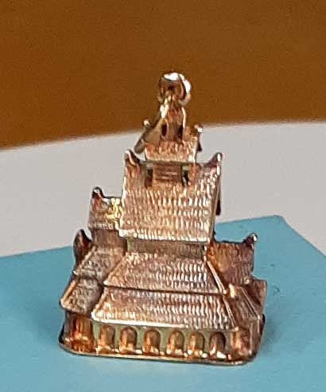 14K Gold Norway Norwegian Medieval Stave Church Charm Pendant - Etsy