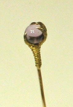 Vintage Victorian Gold Claw and Amethyst Sphere Cravat Pin