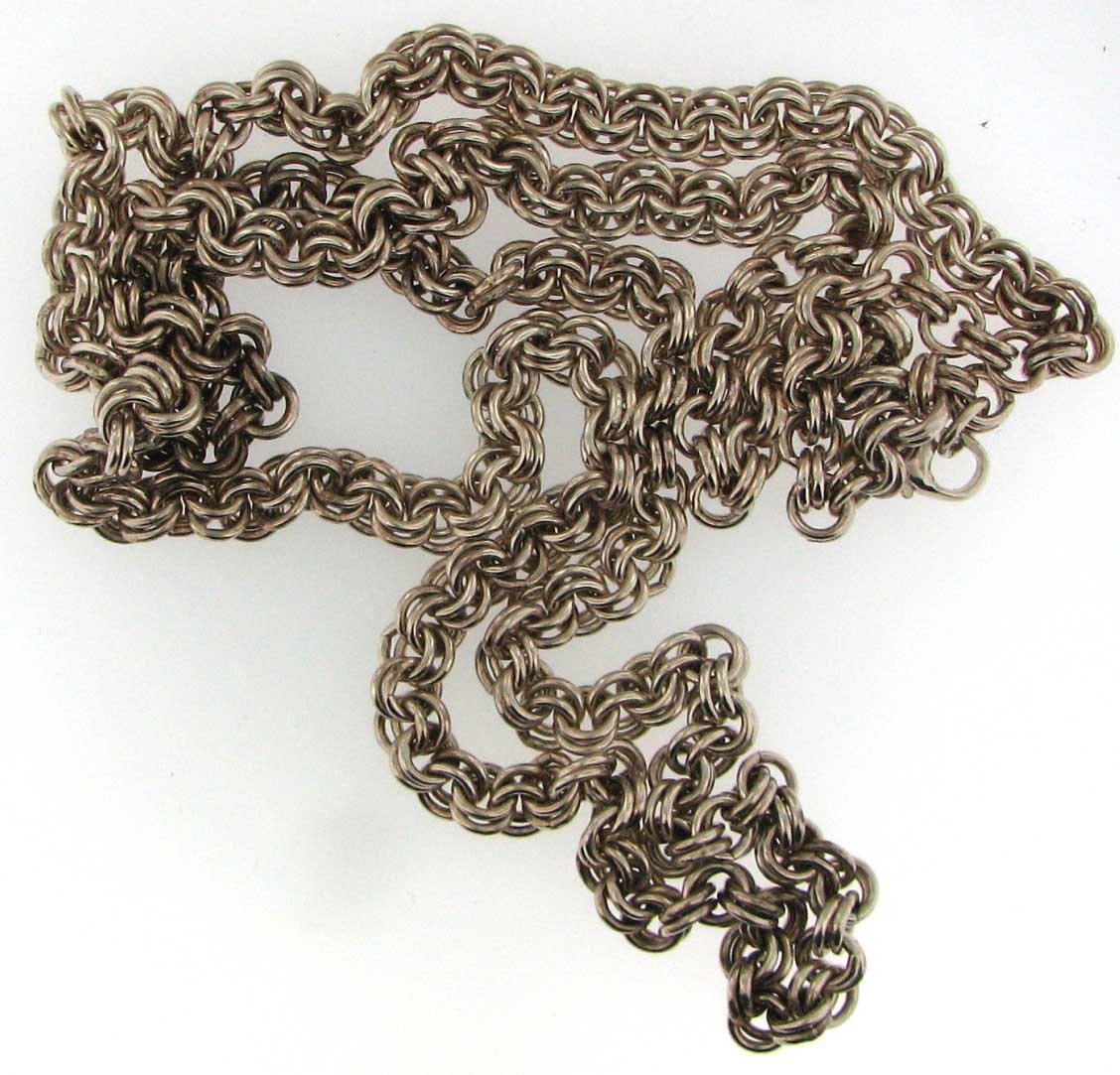 LONG HEAVY SILVER Double Rolo Chain