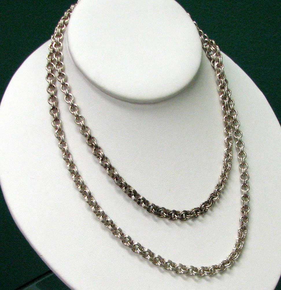 LONG HEAVY SILVER Double Rolo Chain