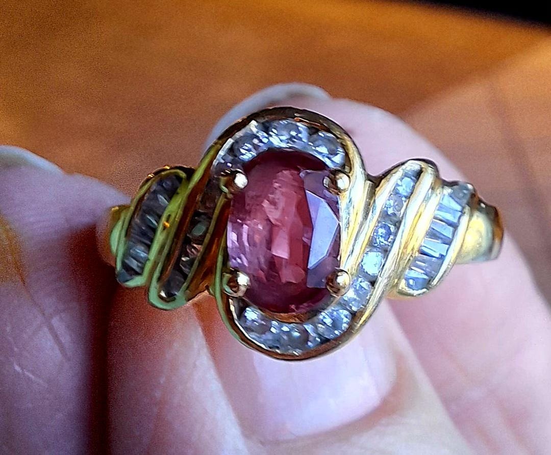 Vintage 80s Ruby and Diamond Bypass Ring - Etsy