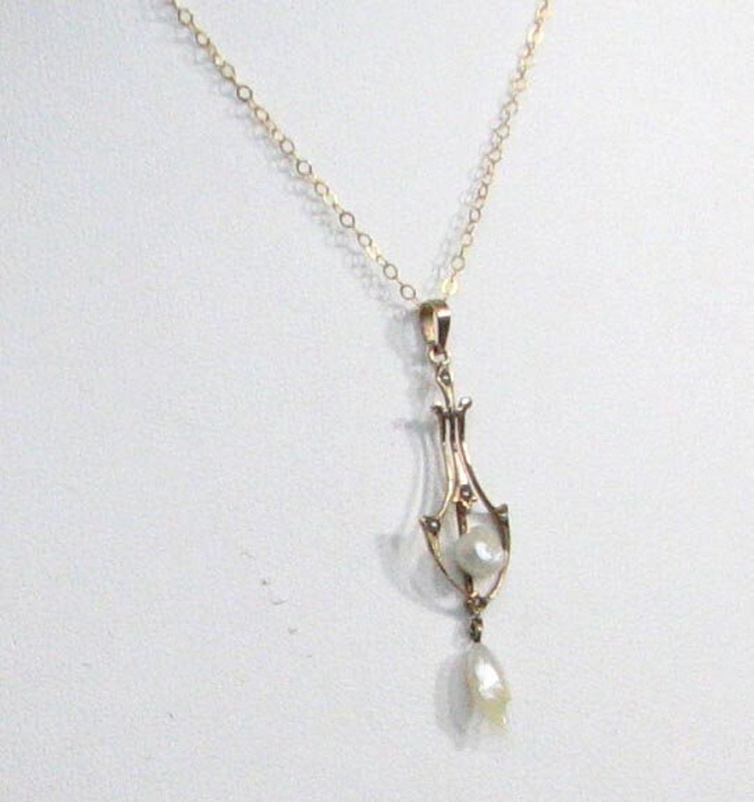 Solid Gold Vintage Edwardian Lavalier Pendant - Etsy