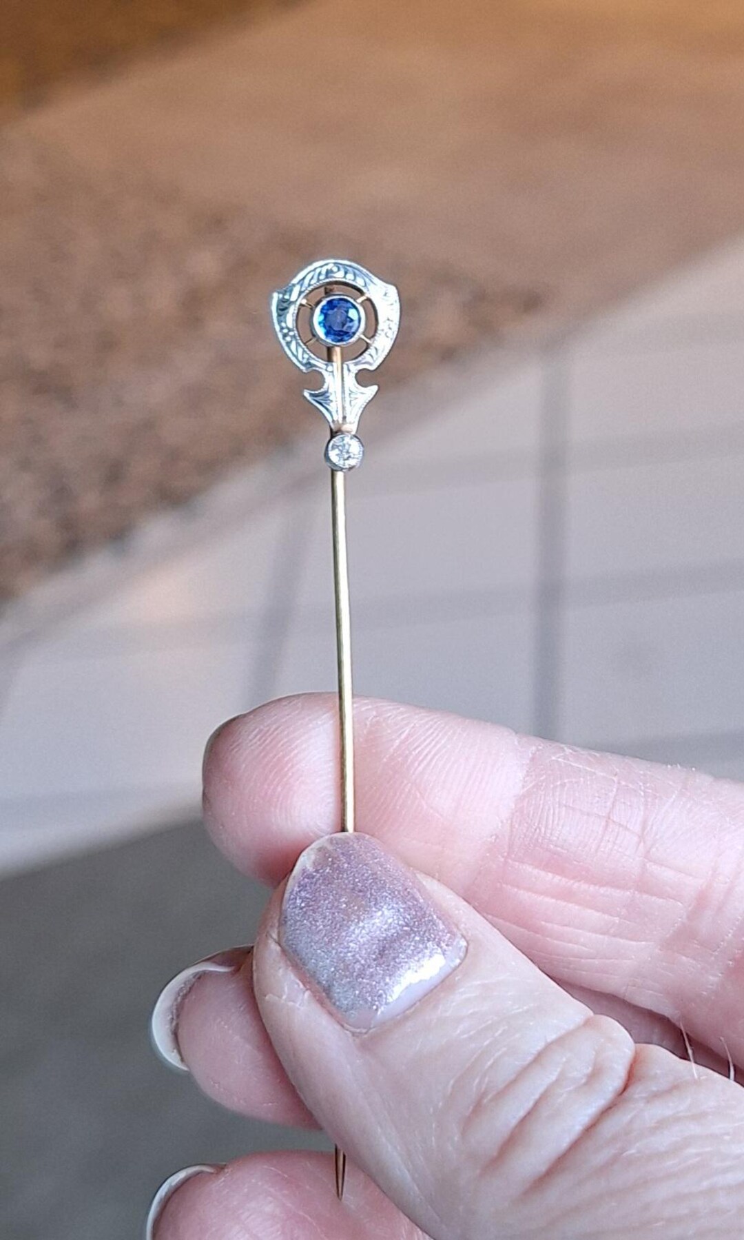 Vintage Edwardian Gold Sapphire White Topped Cravat Lapel Ascot Pin - Etsy
