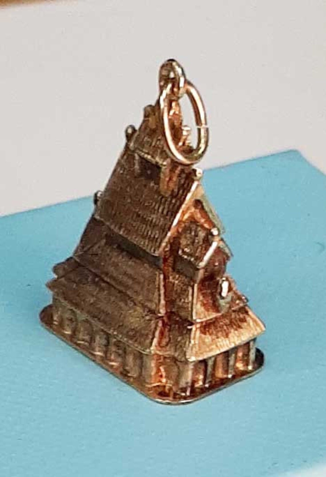 14K Gold Norway Norwegian Medieval Stave Church Charm Pendant - Etsy