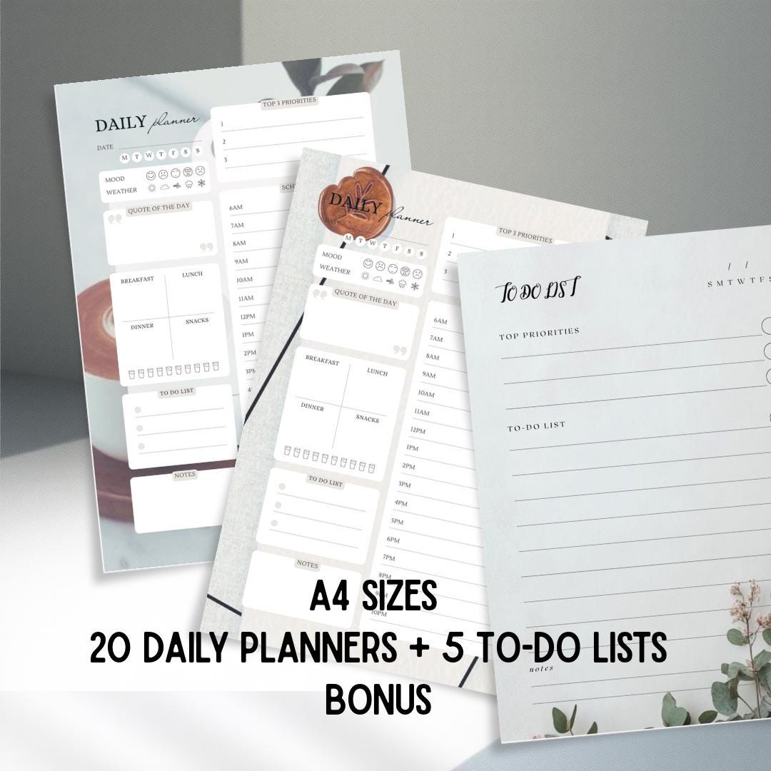 Printable Daily Planner Bundle | Multiple Themes | 20 Daily Planners ...