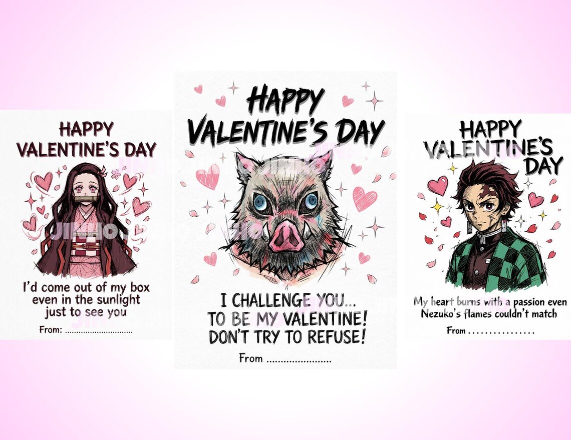 Demon Slayer Cards, Anime Printable (digital Download) - Etsy