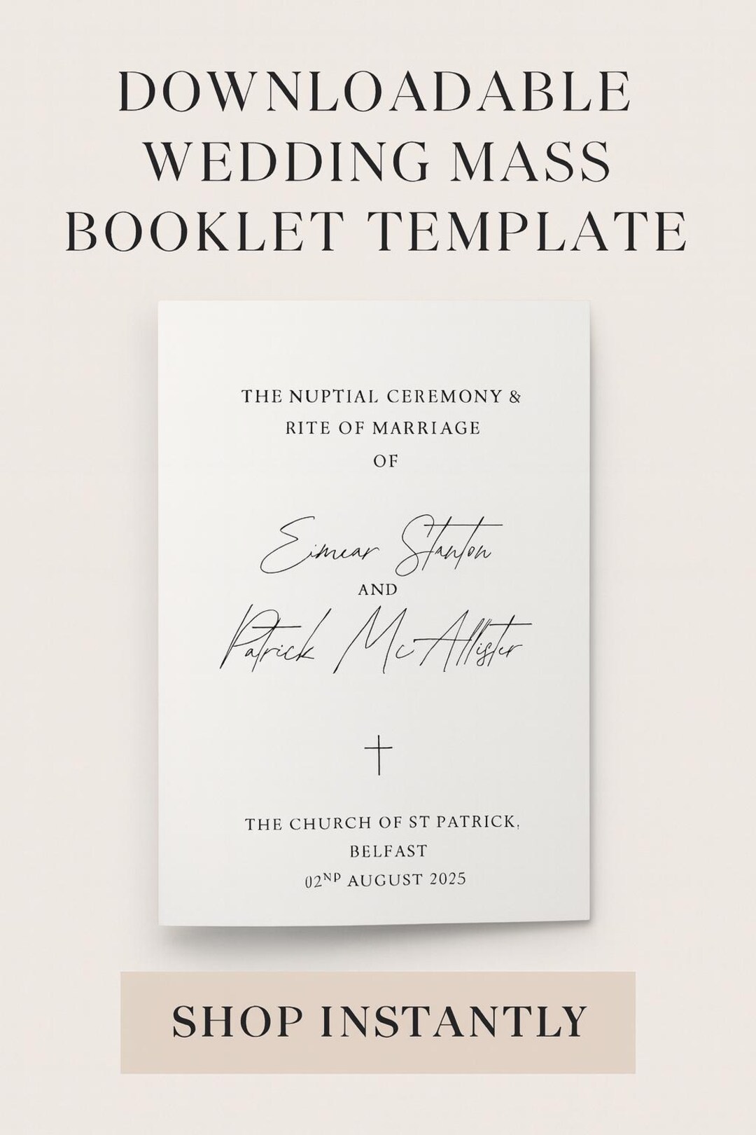 Editable Irish Catholic Wedding Mass Booklet Template | Elegant Wedding ...