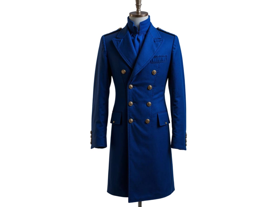 Royal Blue Military Coat Gold Button Double Breasted Overcoat - Etsy