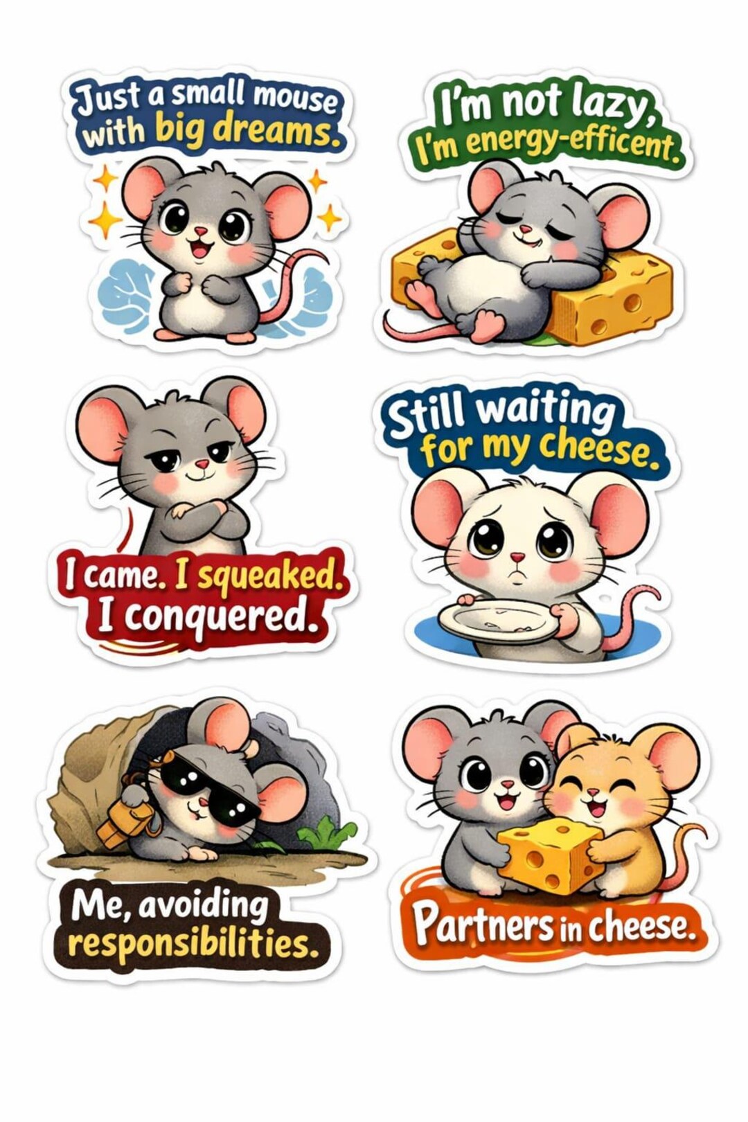 Funny Mouse Sticker | Cute Mice Vinyl Sticker | Cartoon Animal Sticker ...