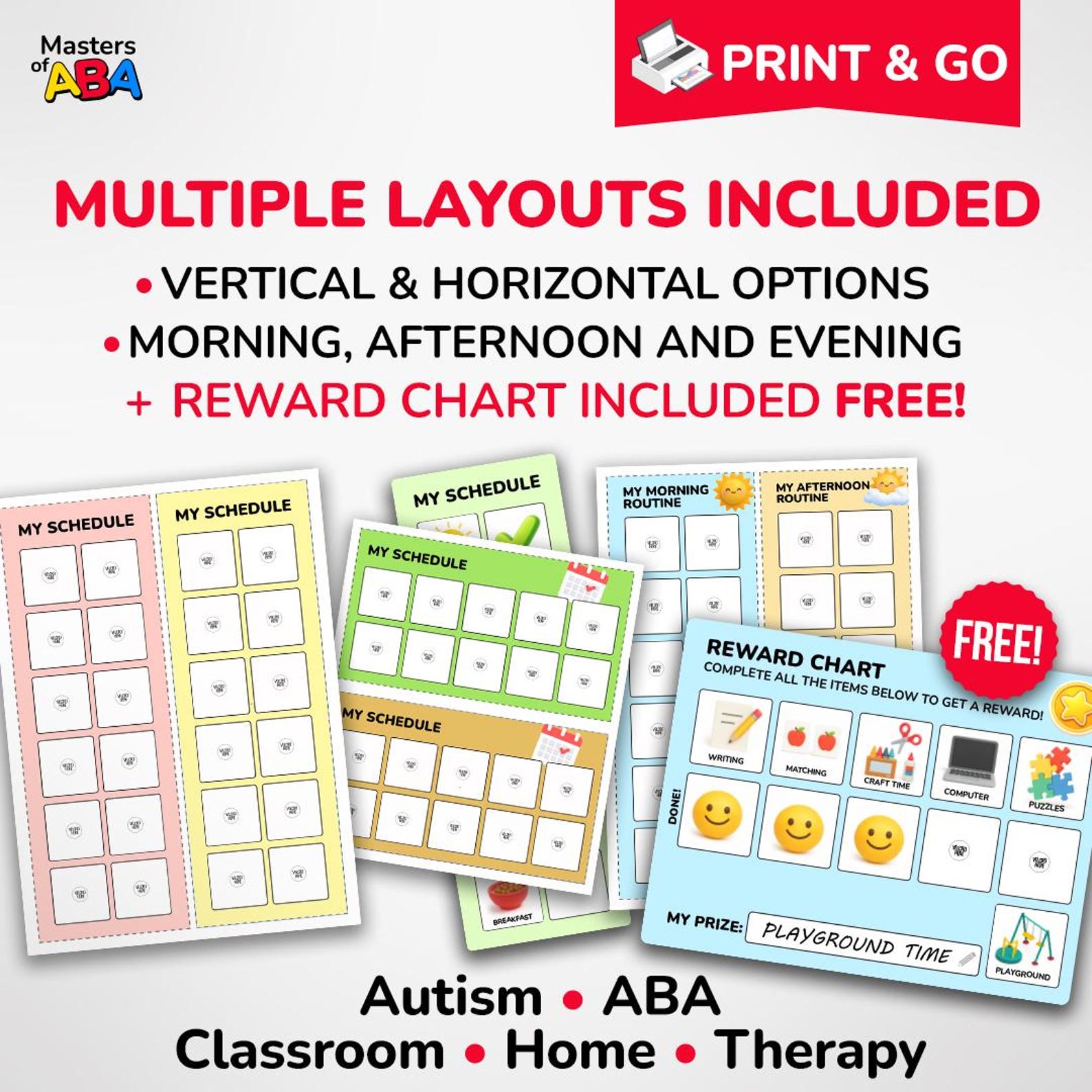 Visual Schedule Printable, Routine Chart + 100 Activity Cards, for Rbt ...