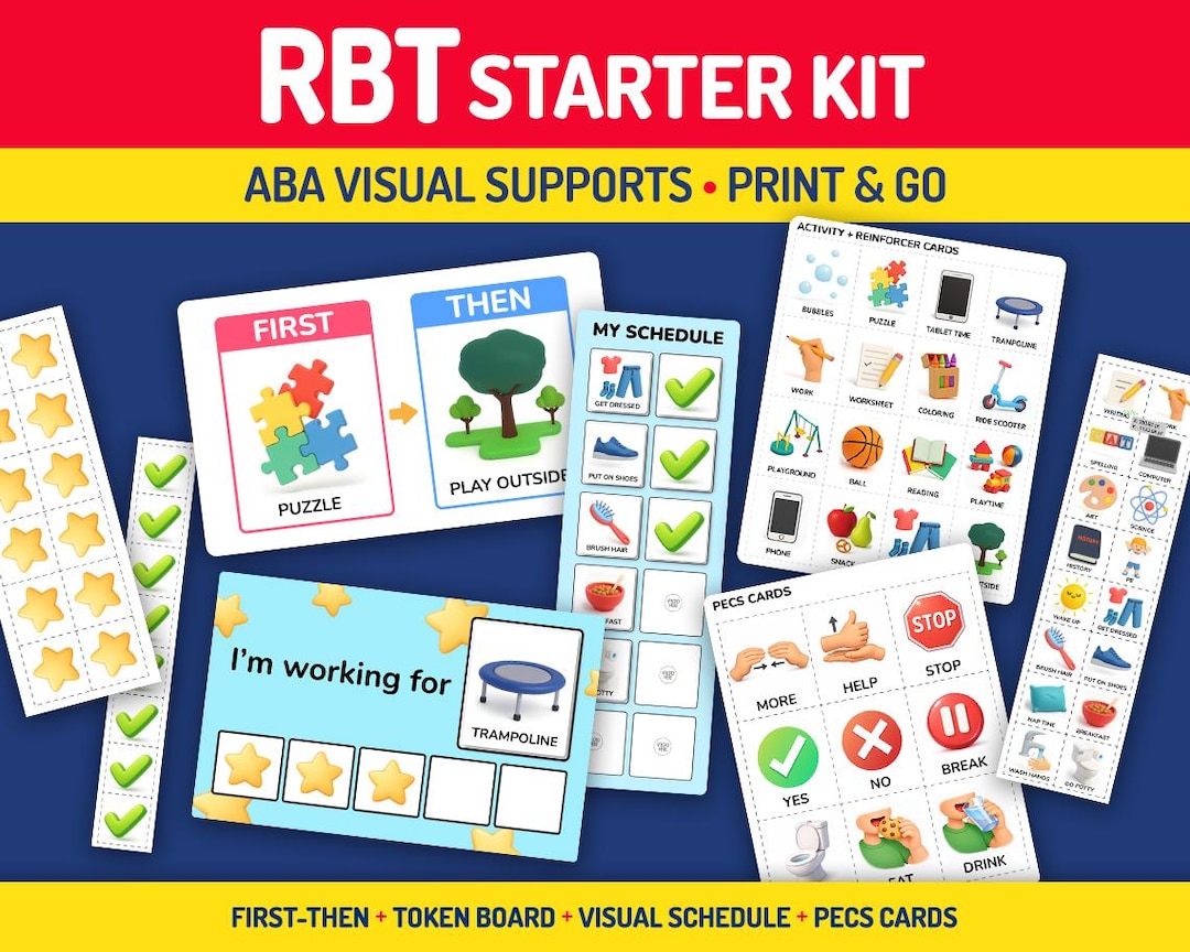 RBT Starter Kit, ABA Visual Supports Pack, First Then + Token Board ...