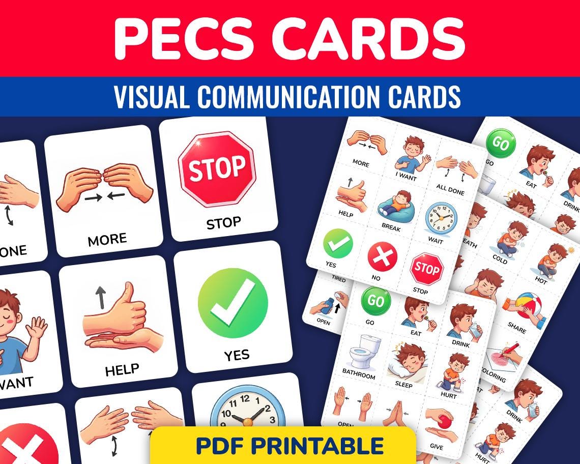 PECS Cards Pack, Visual Communication Cards for ABA, Autism and ...