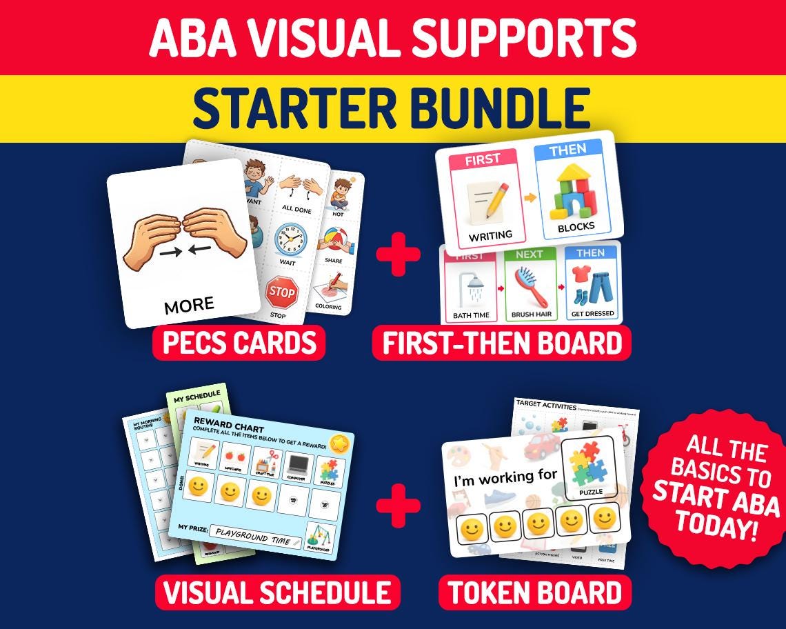Visual Supports BASIC BUNDLE for ABA: Pecs Cards + First-then Board ...