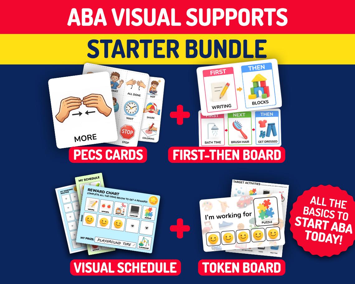 Visual Supports BASIC BUNDLE for ABA: Pecs Cards + First-then Board ...