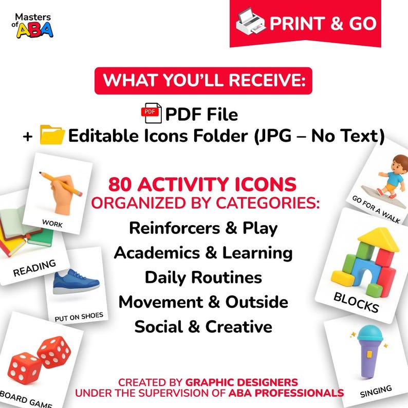 First Then Board, Visual Schedule With Activity Icons (PDF Printable ...