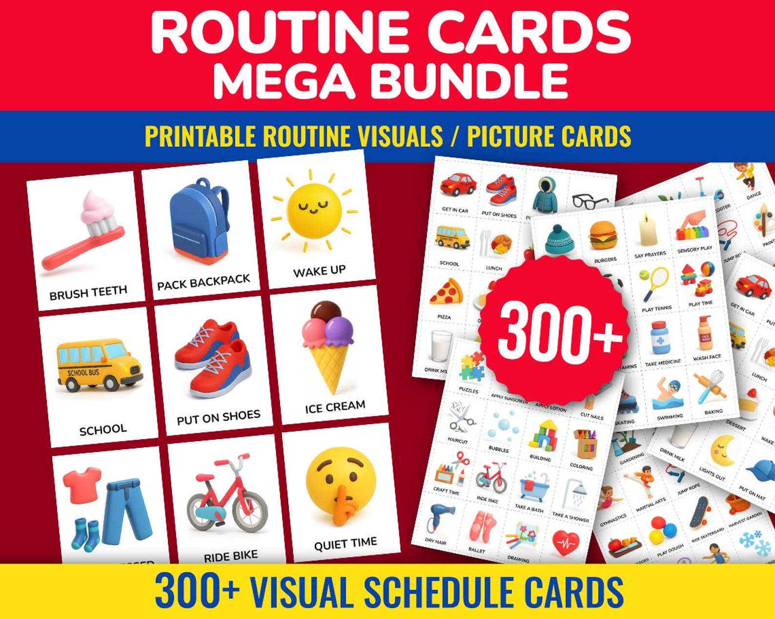 Routine Cards Mega Bundle, 300+ Visual Schedule Icons (PDF, JPG) - Etsy
