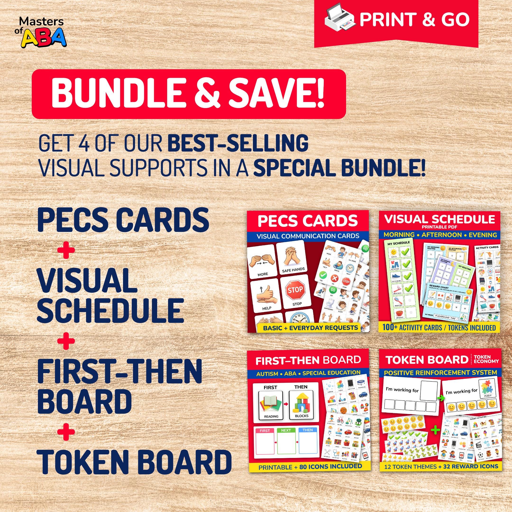 Visual Supports BASIC BUNDLE for ABA: Pecs Cards + First-then Board ...