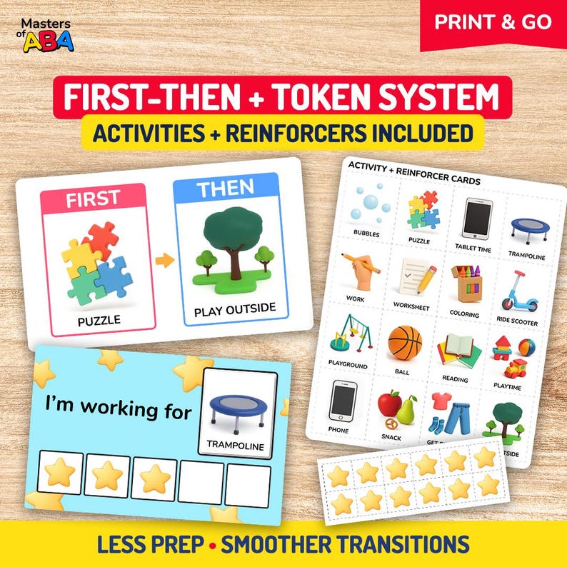 RBT Starter Kit, ABA Visual Supports Pack, First Then + Token Board ...