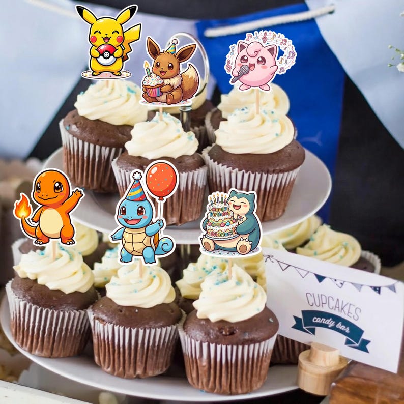 Pokemon Cake Toppers Bundle | Printable Cake Topper PNG | Birthday ...