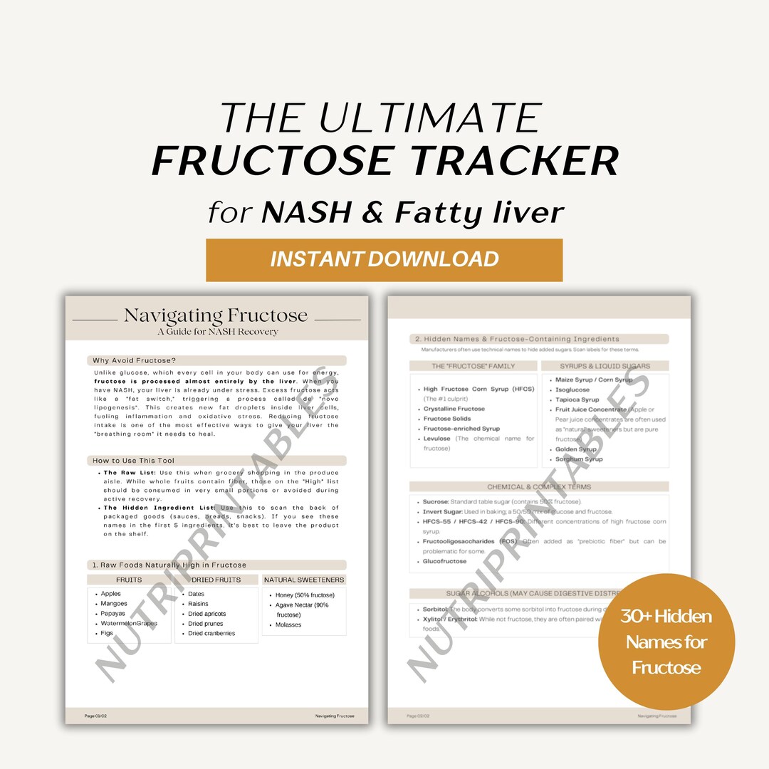 NASH Diet Cheat Sheet, Hidden Fructose Finder & Liver Health Food Guide ...