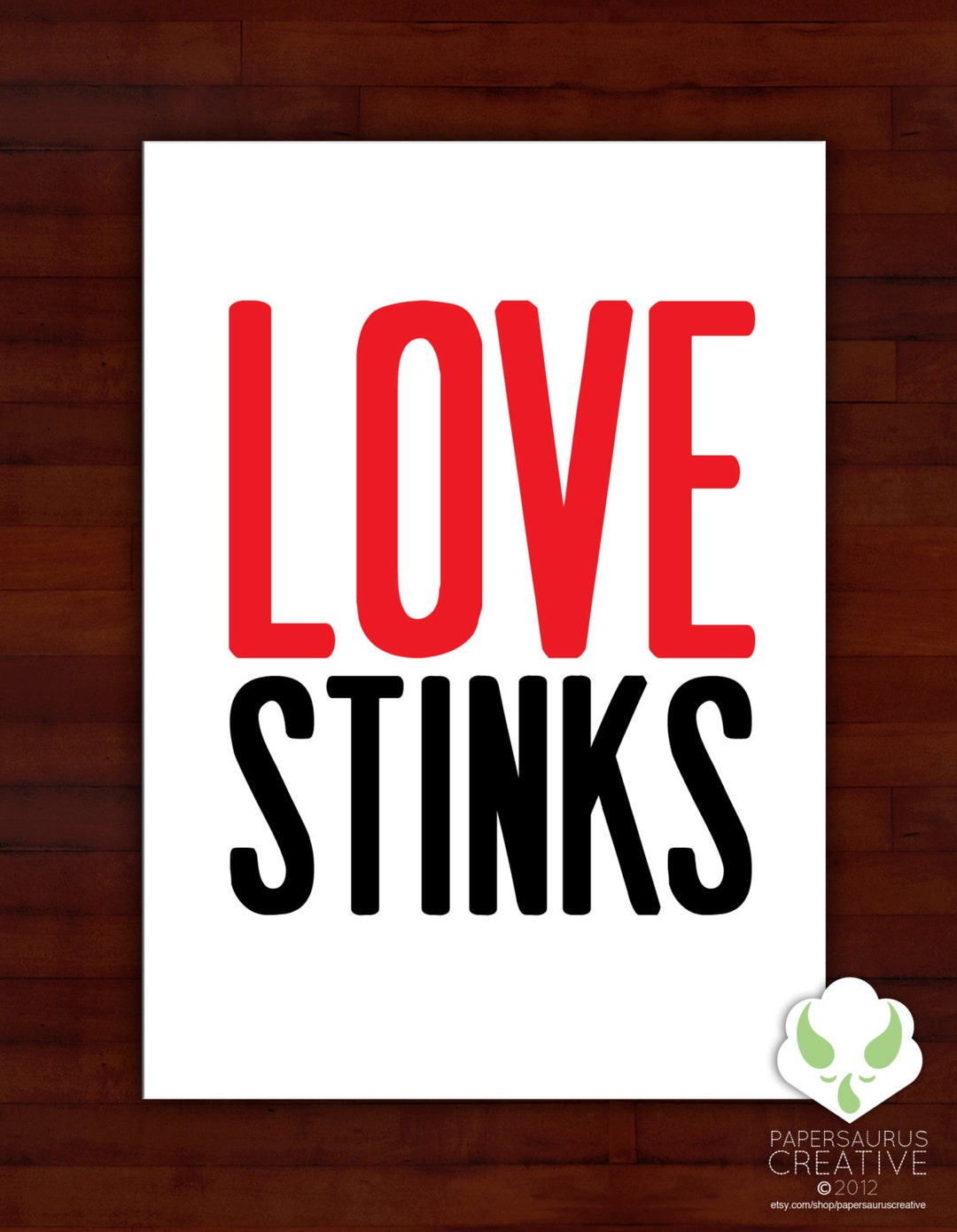 Greeting Card: Love Stinks Typography, Humor, Friends, Anti-valentine ...