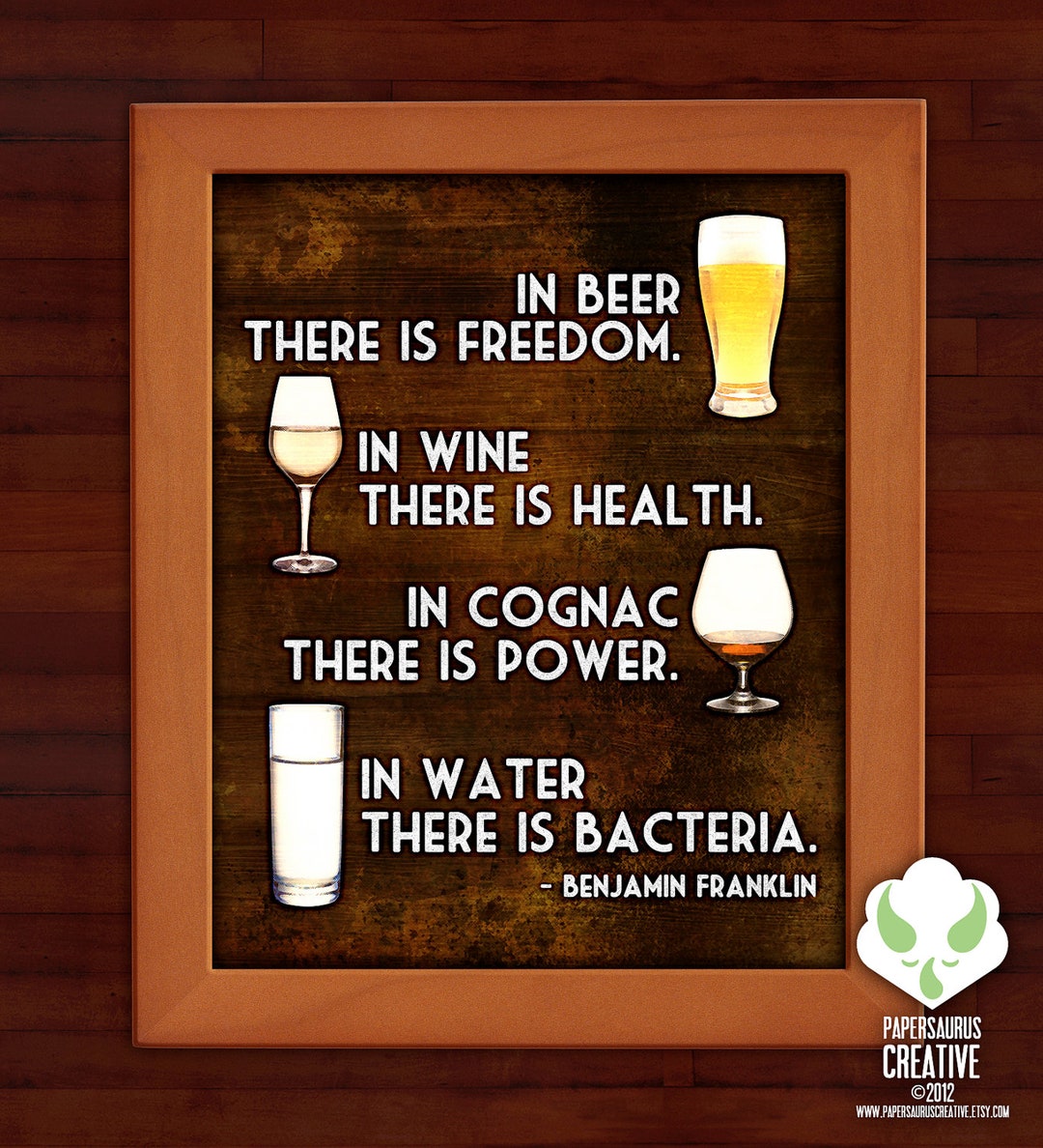 8x10 Print - in Beer There is Freedom, in Water There is Bacteria ...