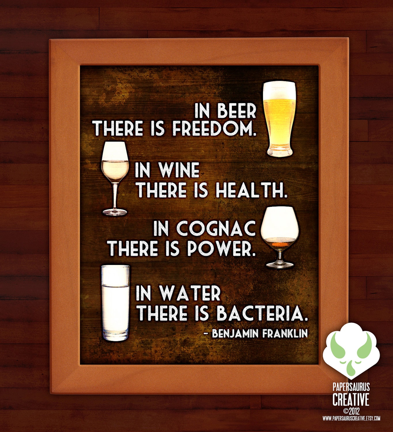 8x10 Print - in Beer There is Freedom, in Water There is Bacteria ...