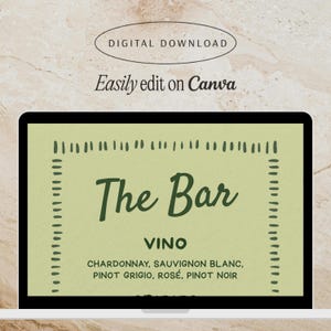 Illustrated Bar Menu Sign, Customizable Drinks and Signature Drinks ...
