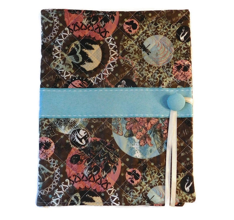 Delicate Brown and Turquoise Print Quilted Composition Book Cover, Junk ...