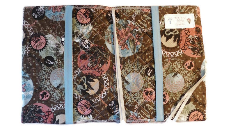 Delicate Brown and Turquoise Print Quilted Composition Book Cover, Junk ...