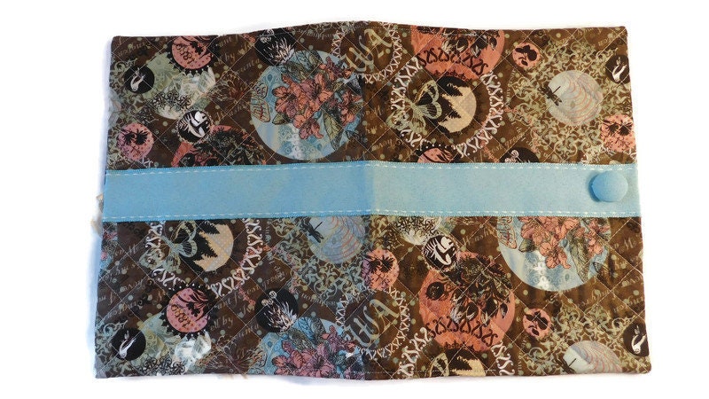 Delicate Brown and Turquoise Print Quilted Composition Book Cover, Junk ...