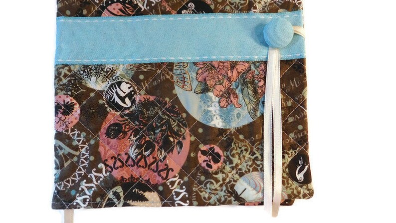 Delicate Brown and Turquoise Print Quilted Composition Book Cover, Junk ...