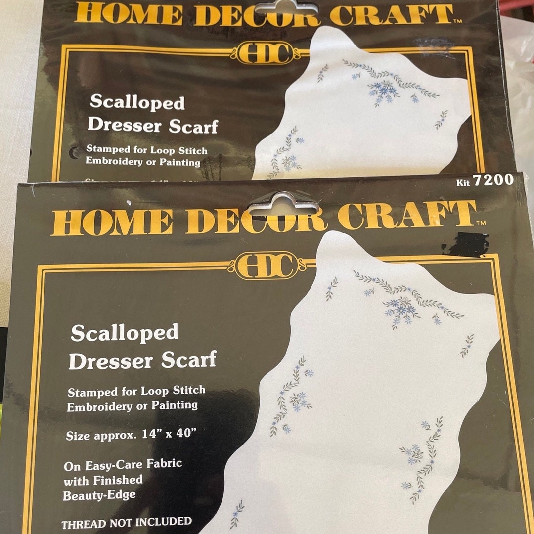 Paragon's Home Decor Crafts Dresser Scarf 2 Embroidery or Painting Kits ...