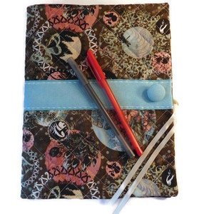 Delicate Brown and Turquoise Print Quilted Composition Book Cover, Junk ...