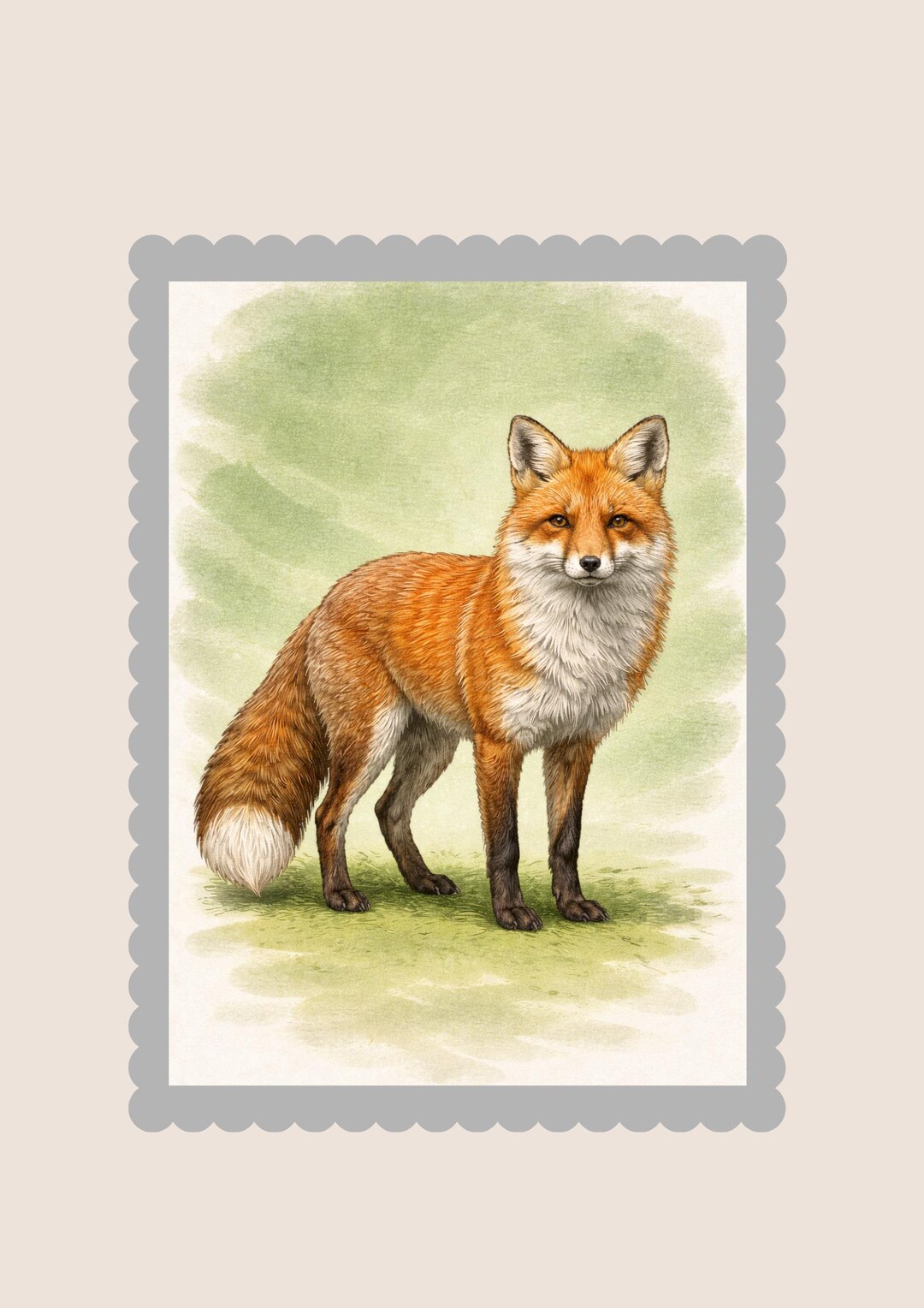 Red Fox Wall Art Printable – Minimalist Wildlife Illustration, Woodland ...