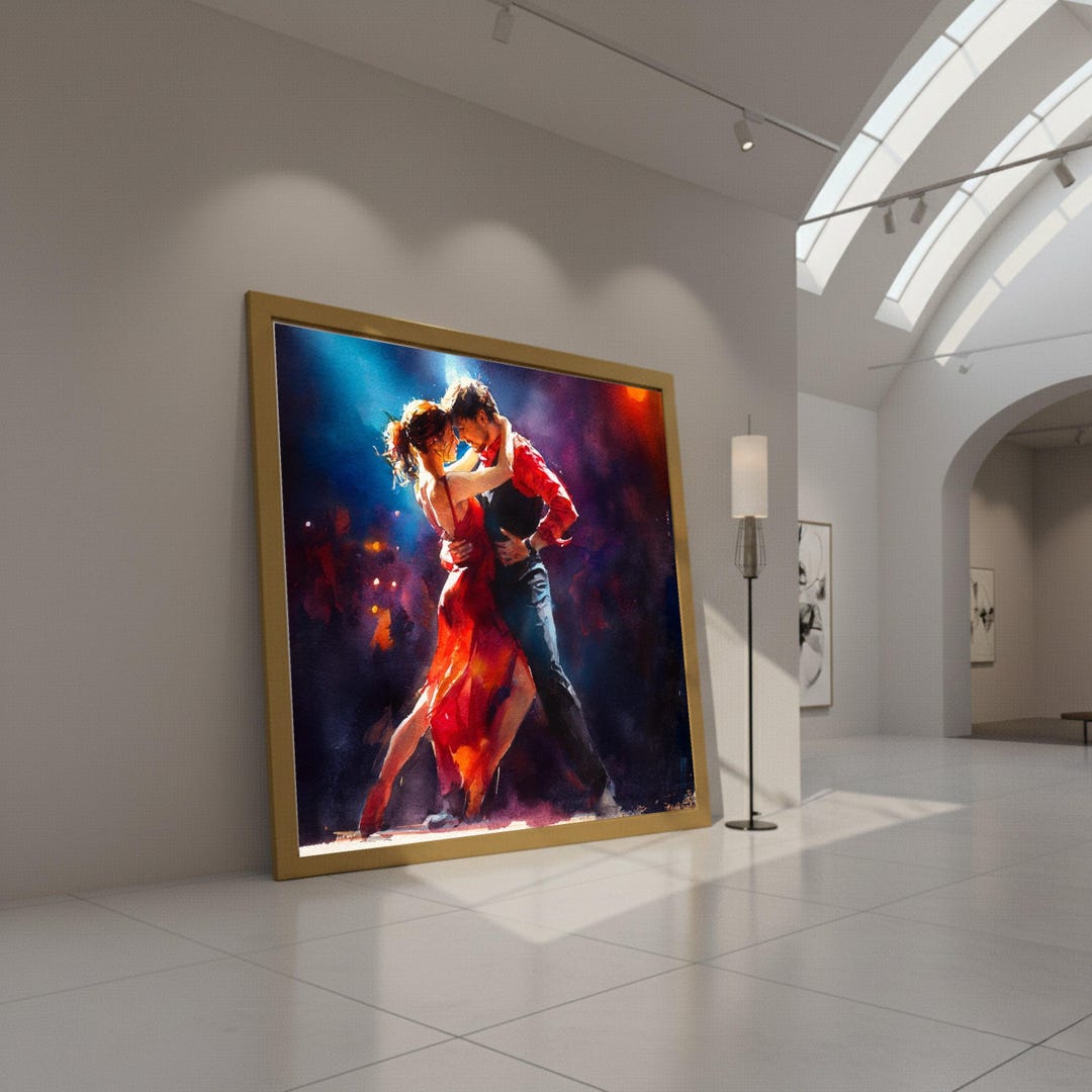 Passionate Tango Dance, Romantic Couple Canvas, Dance Art Print, Red ...